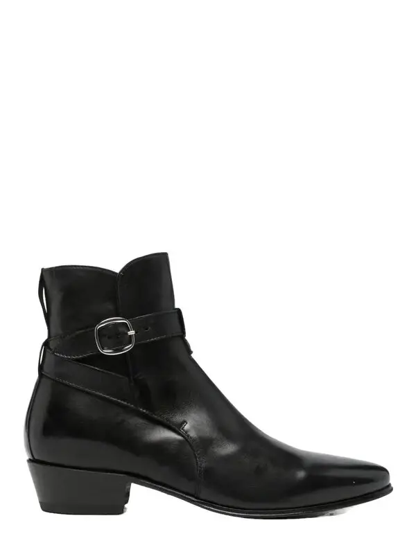 CENERE GB Buckle-strap Leather Boots - Black