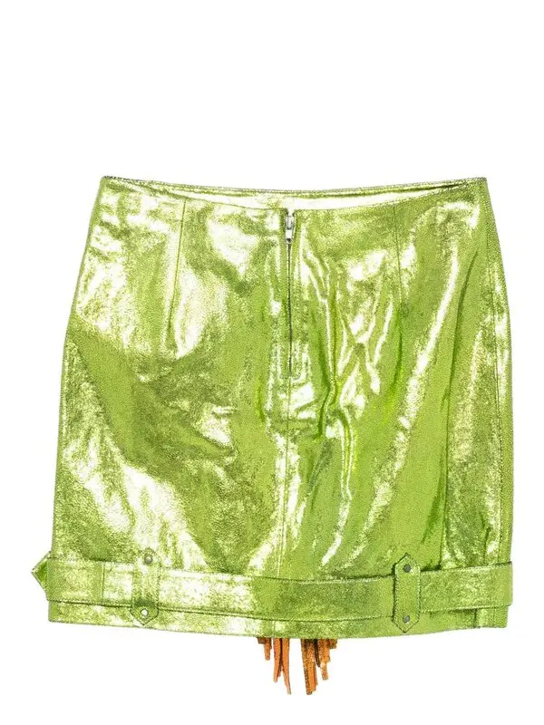 Jeremy Scott Fringed Mini Skirt - Green
