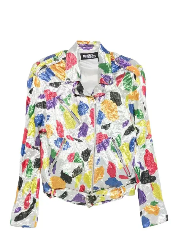 Jeremy Scott Printed Biker Jacket - Silver