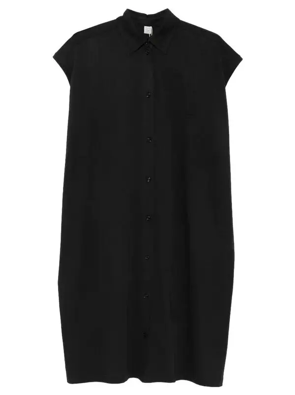 TOTEME Sleeveless Midi Shirt Dress With Button Fastening - Black