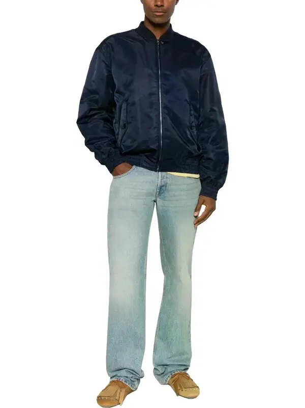 Valentino Garavani Nylon Bomber Jacket With Vgold Accent - Blue