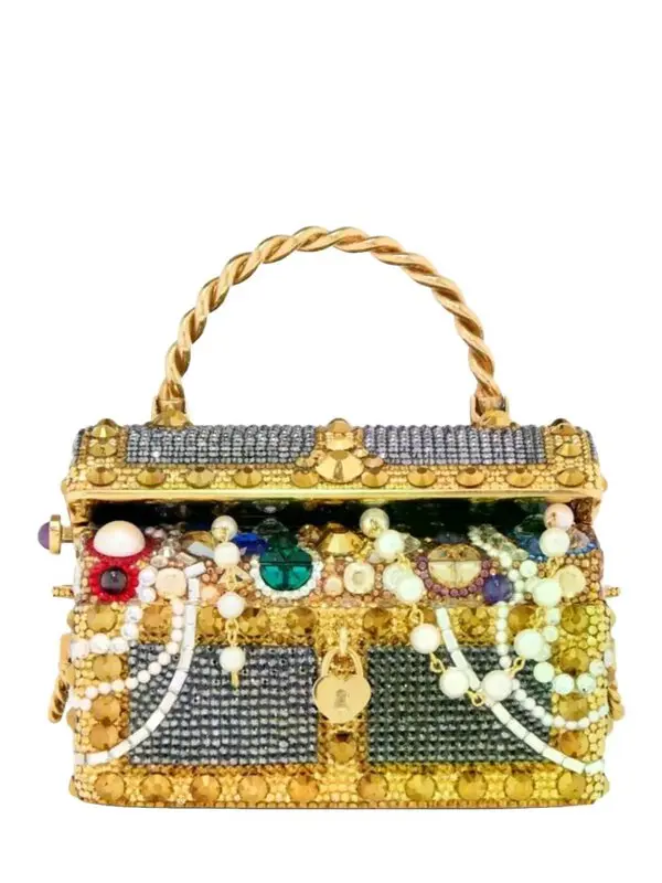 Judith Leiber Crystal Embellished Treasure-chest Clutch Bag - Gold