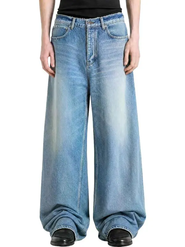 Balenciaga Distressed Wide-leg Jeans - Blue