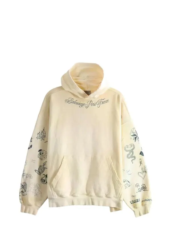 Balenciaga Cotton Hoodie - Neutrals