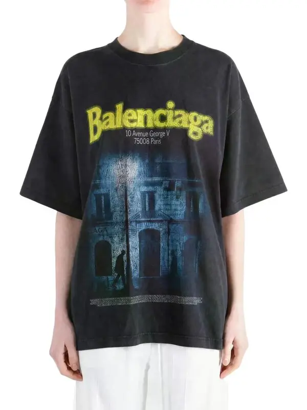 Balenciaga Graphic Print T-shirt - Black
