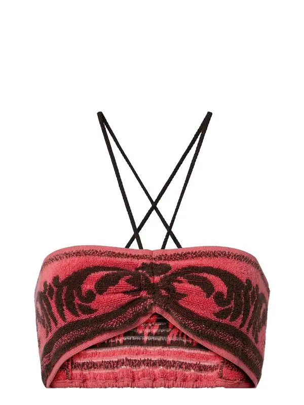 Valentino Garavani Cotton Terry Jacquard Bra Top - Pink