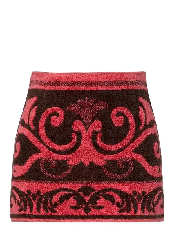 Valentino Garavani Cotton Terry Jacquard Mini Skirt - Pink