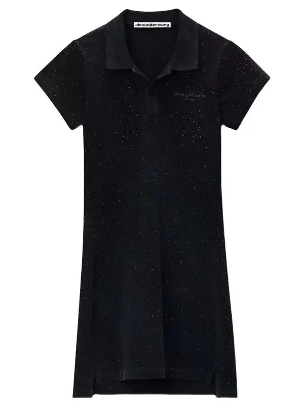 Alexander Wang Crystal-embellished Polo Mini Dress - Black