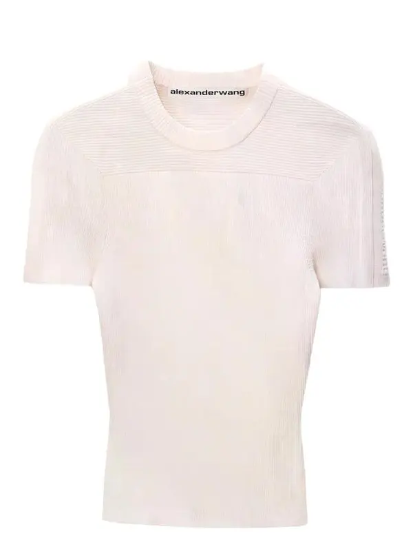 Alexander Wang Logo Debossed Ribbed Knit T-shirt - Pink
