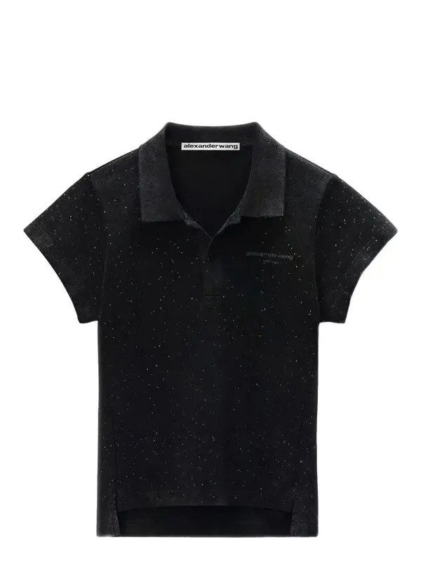 Alexander Wang Crystal Embellished Polo Shirt - Black