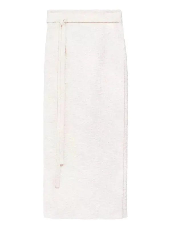 Another Tomorrow Organic Cotton Tweed Wrap Skirt - Neutrals