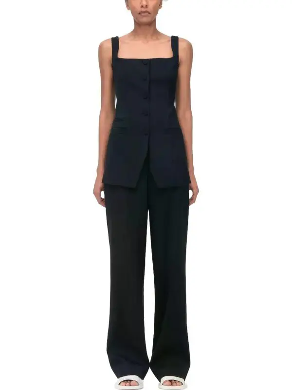 Another Tomorrow Square-neck Sleeveless Top - Black