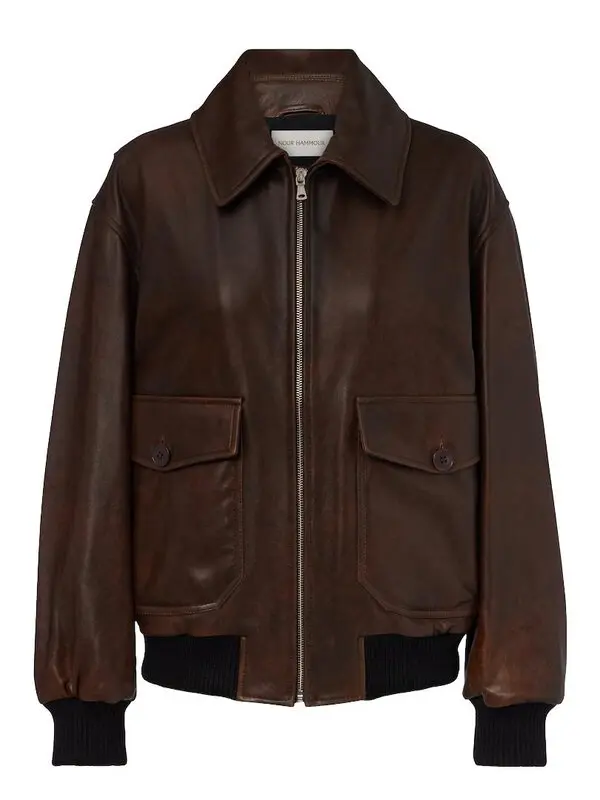 Nour Hammour Anton Leather Blouson Jacket - Brown