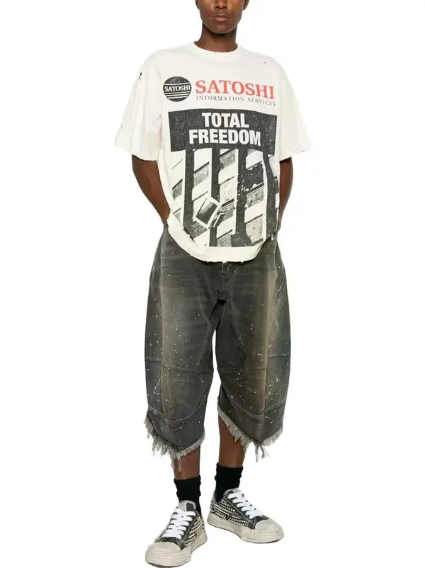 SATOSHI NAKAMOTO Graphic-print T-shirt - Neutrals