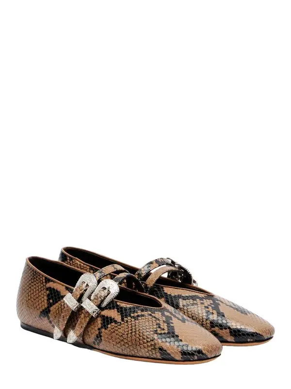 Le Monde Beryl Claudia Leather Mary Jane Flats - Brown
