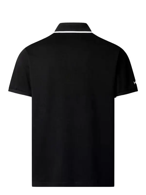 HACKETT LONDON Logo-print Contrast-trim Polo Shirt - Black