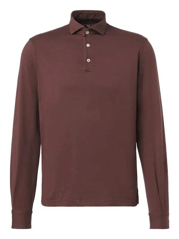 Fedeli Cotton Pique Polo Shirt - Brown