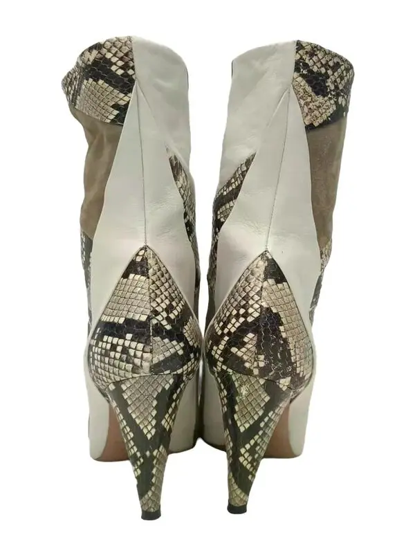 AQUAZZURA Calder Snake-effect Ankle Boots - Neutrals