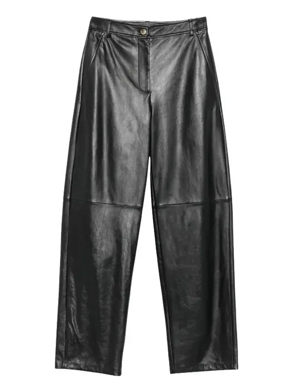 Max Mara Legno Wide-leg Leather Trousers - Black