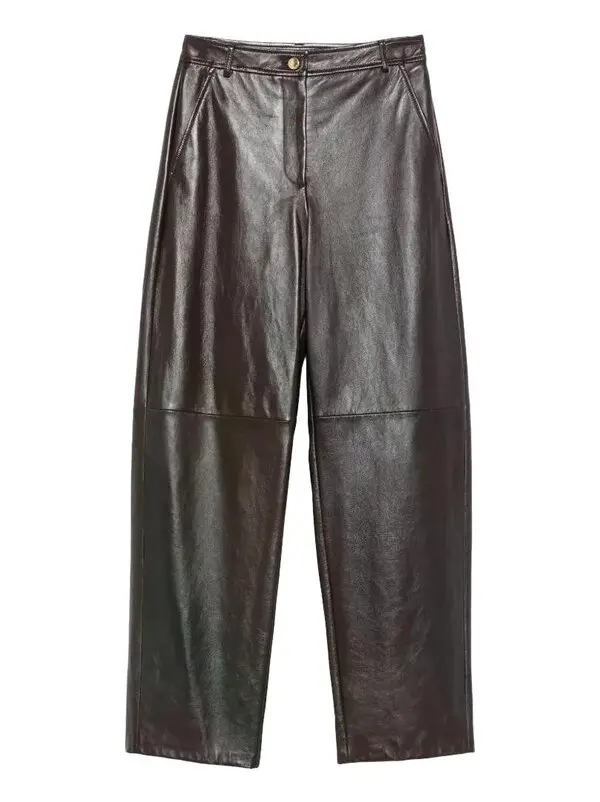Max Mara Wide-leg Leather Trousers - Brown