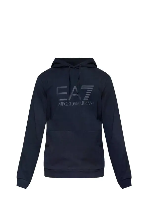 EA7 Emporio Armani Logo-print Drawstring Hoodie - Blue
