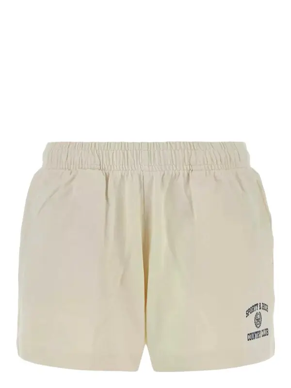 SPORTY & RICH Varsity Crest Cotton Jersey Shorts - Neutrals