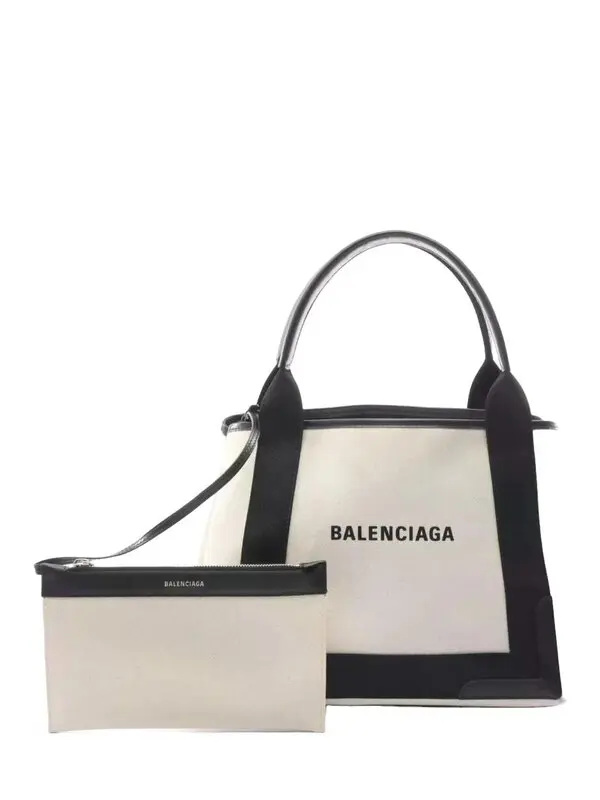 Balenciaga Navy Cabas Canvas Tote Bag - Neutrals