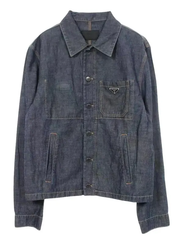 Prada Indigo Chambray Blouson Jacket - Blue