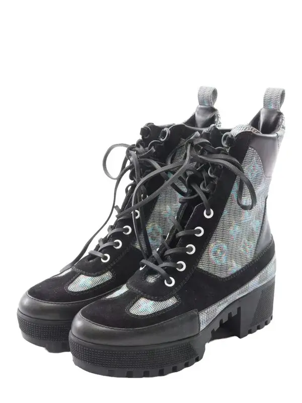 LOUIS VUITTON 2019 Laureate Line Monogram Platform Boots - Black
