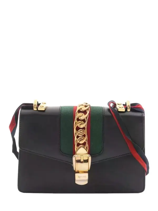 Gucci Sylvie Web Line Shoulder Bag - Black