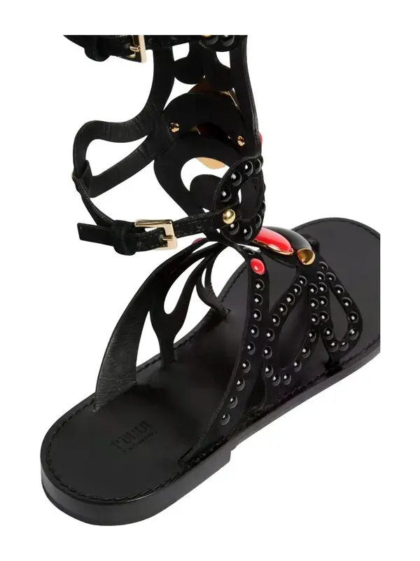 Emilio Pucci Embellished Suede Gladiator Sandals - Black