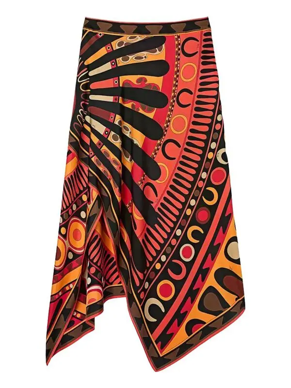 Emilio Pucci Silk Twill Soleil Print Skirt - Black