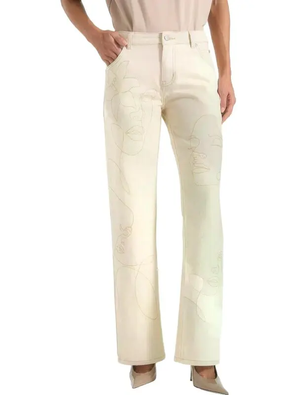 Manière De Voir Maniere De Voir Calista Line-art Denim Jeans - Neutrals