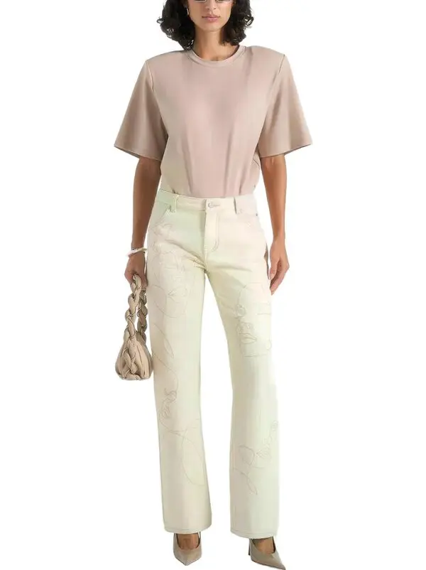 Manière De Voir Maniere De Voir Calista Line-art Denim Jeans - Neutrals