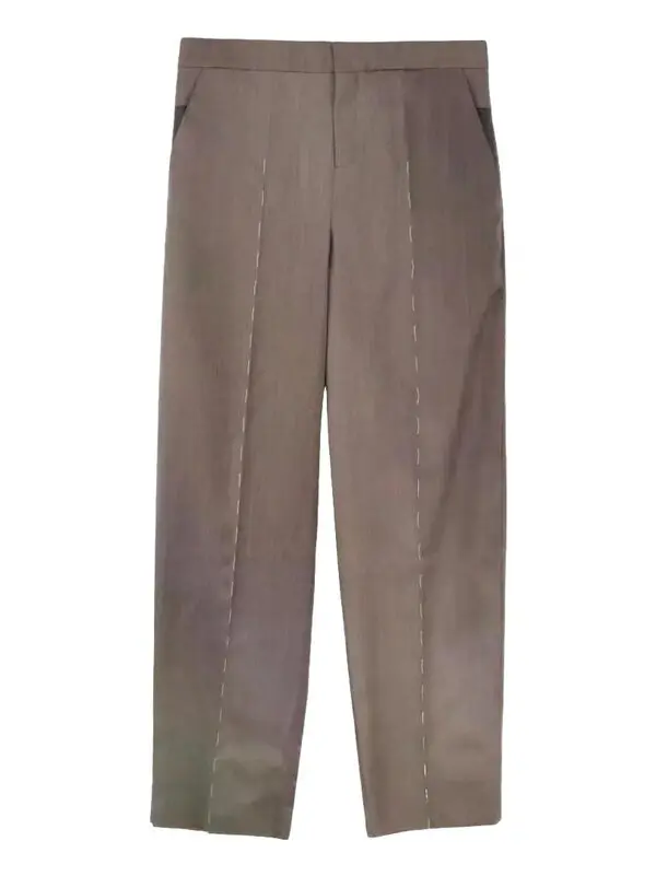 SONIA CARRASCO Straight-leg Trousers With Contrast Stitching - Brown