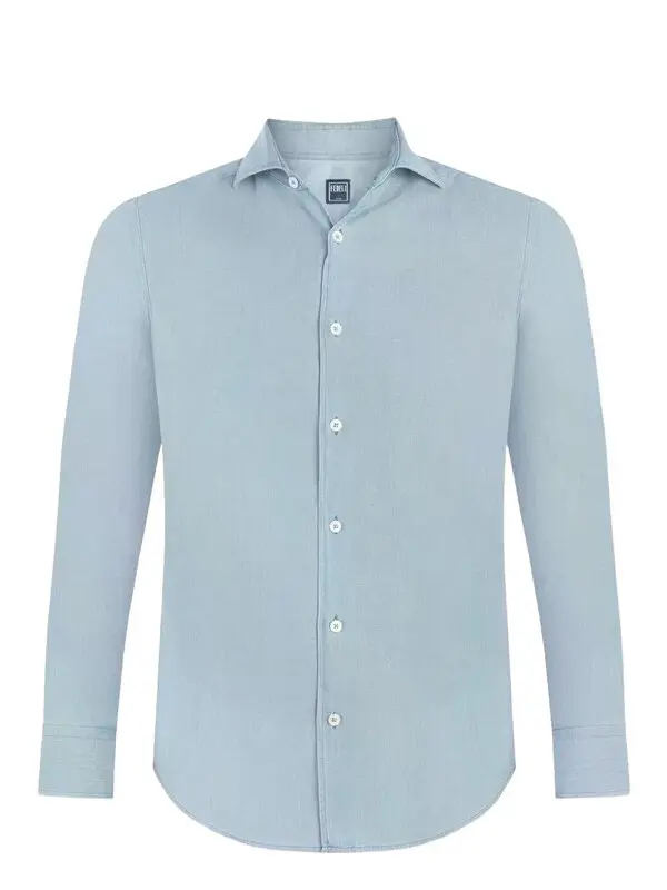 Fedeli Long-sleeve Button-down Shirt - Blue