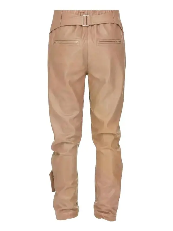 Rick Owens Belted Leather Trousers - Neutrals