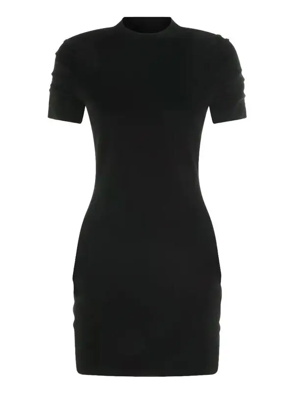 Alexander Wang Ruched Sleeve Logo Dress - Black
