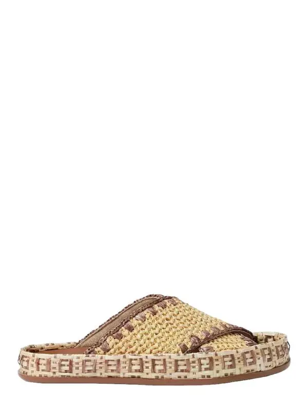 Fendi Woven Crossover Flat Sandals - Neutrals