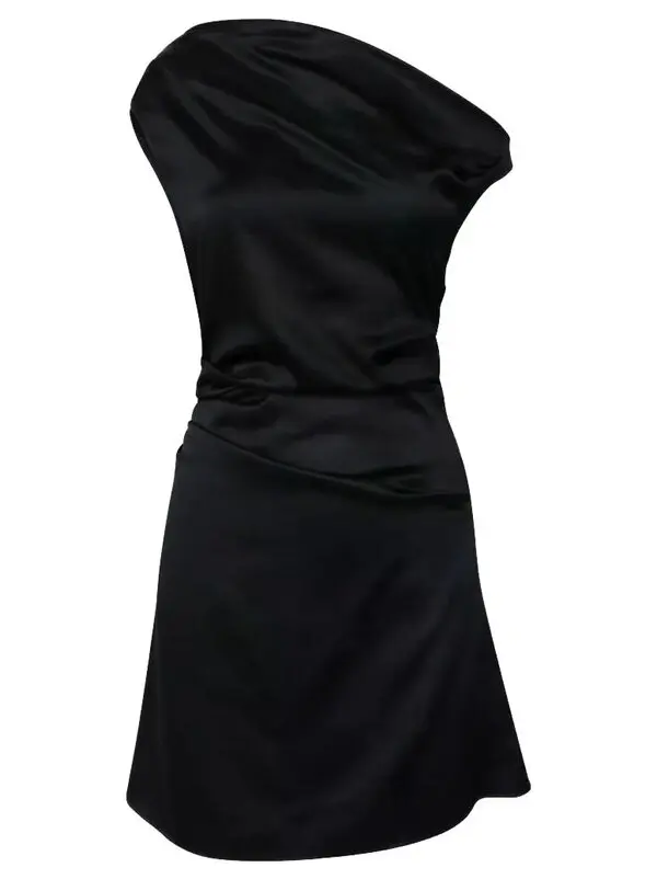 Staud Phare One-shoulder Gathered Mini Dress - Black
