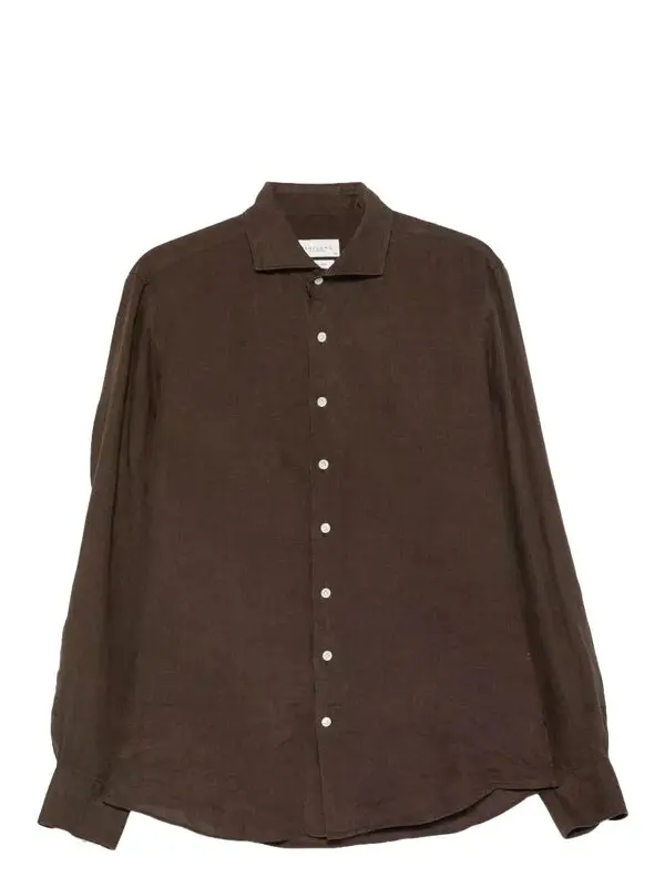 PROFUOMO Spread-collar Long-sleeve Shirt - Brown