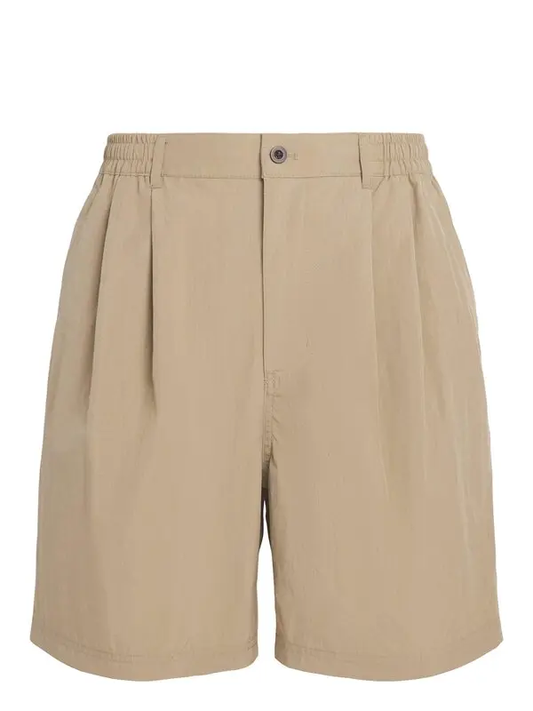 PICANTE Crinkled Pleated Waterproof Nylon Shorts - Brown