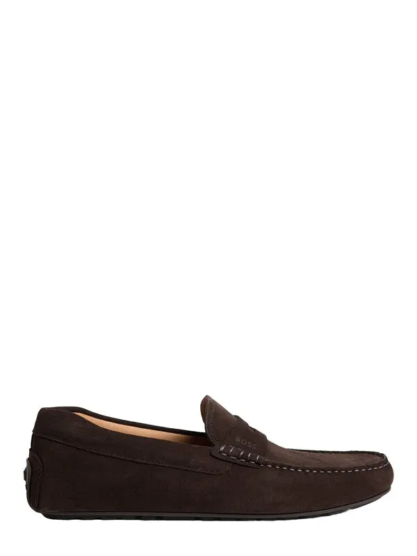 BOSS Suede Noel Driving Shoes - Brown