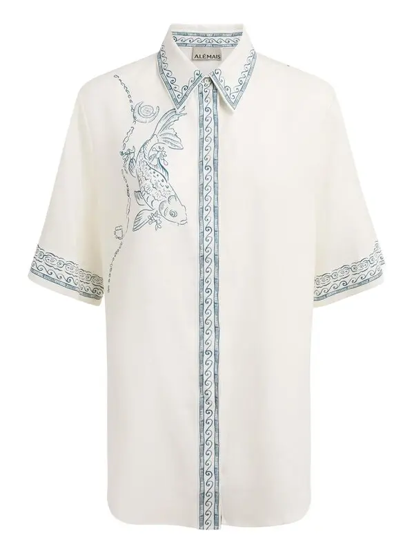 ALEMAIS Linen Printed Lucky Shirt - Ivory