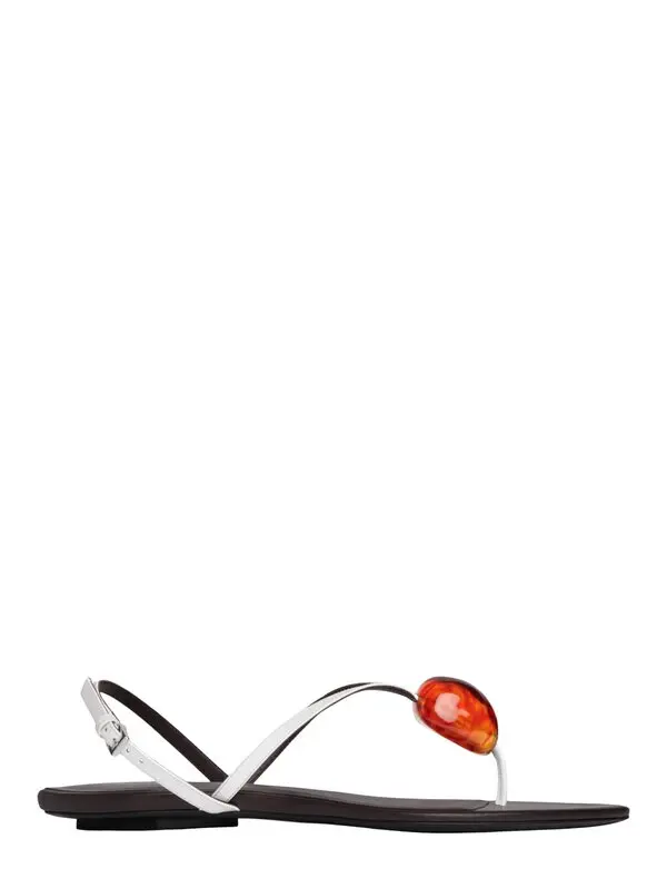 Alaïa Leather Jewel Thong Sandals - White