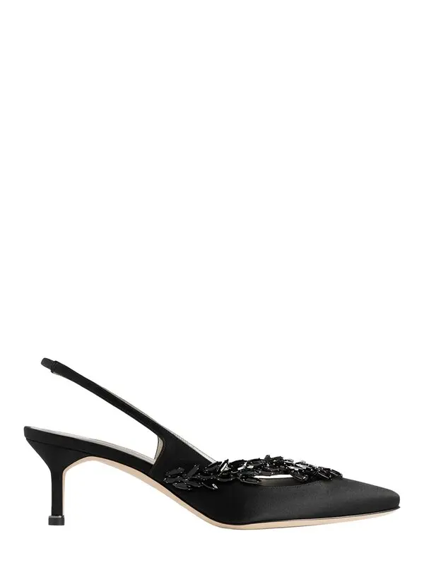 Balenciaga X Manolo Blahnik Embellished Slingback Heels - Black