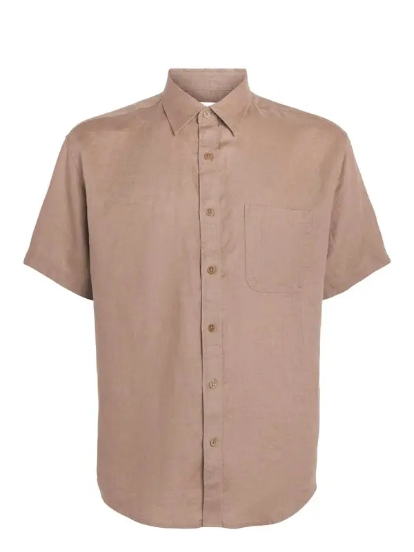 NN.07 Linen Short-sleeve Shirt - Brown