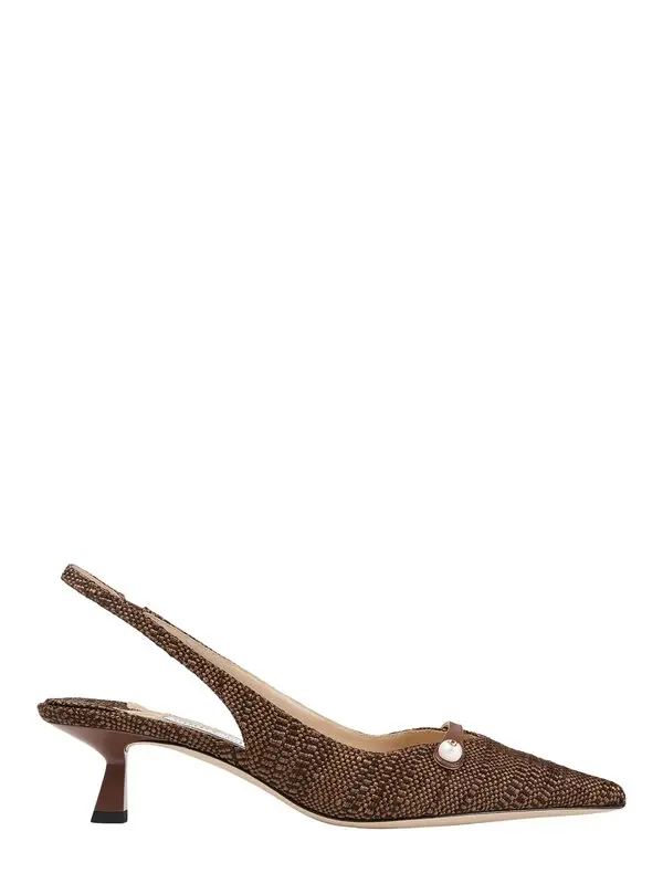 JIMMY CHOO Amita 45 Woven Slingback Pumps - Brown