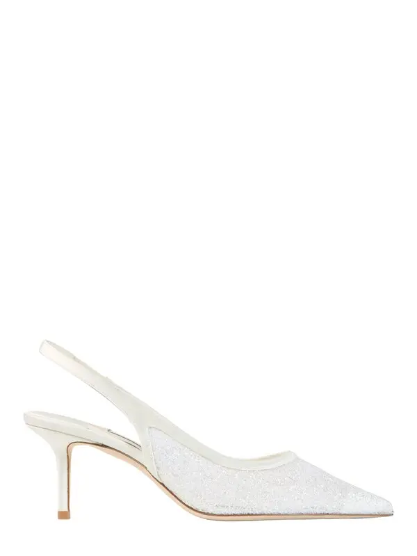 JIMMY CHOO Love 65 Glitter Slingback Heels - Ivory