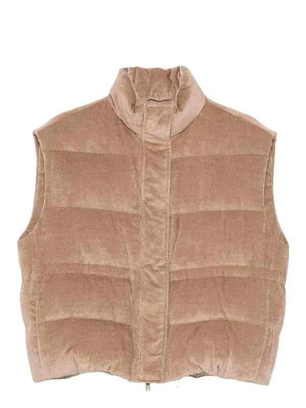 Brunello Cucinelli Padded Down Vest With Corduroy Texture - Brown